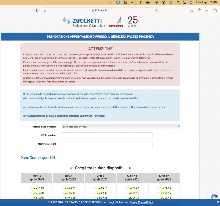 UNEP e CANCELLERIE: appuntamenti e accesso – Ordine Avvocati Piacenza